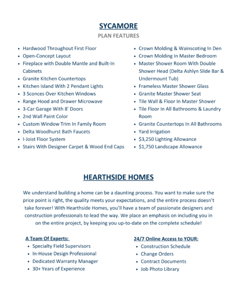 The Sycamore Floor Plan | Kansas City New Home Construction